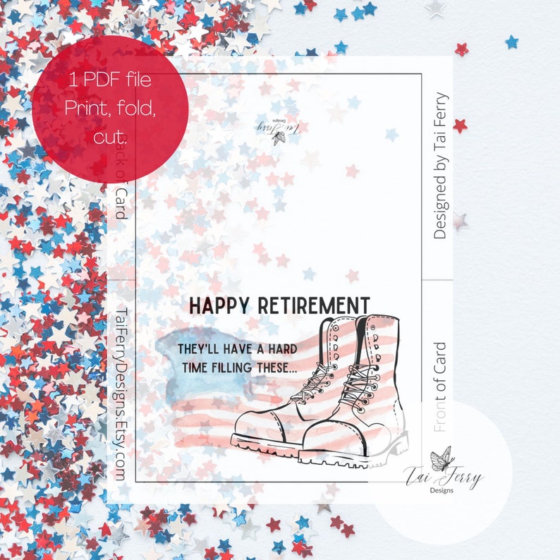 Military Retirement Card: Boots Printable (digital Download) - Etsy