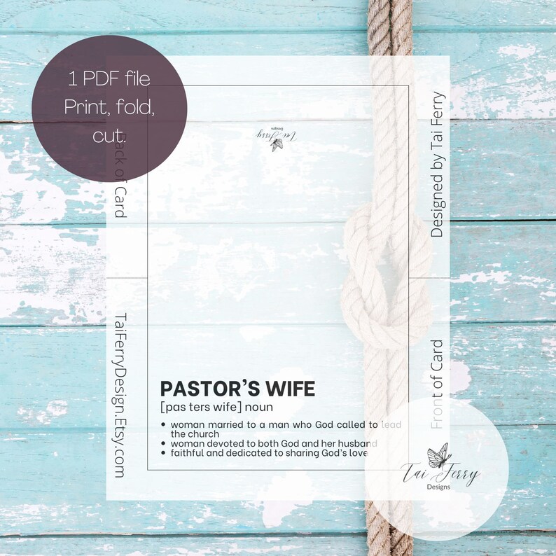 Pastor's Wife Appreciation Card: Simple Printable Gift (digital ...