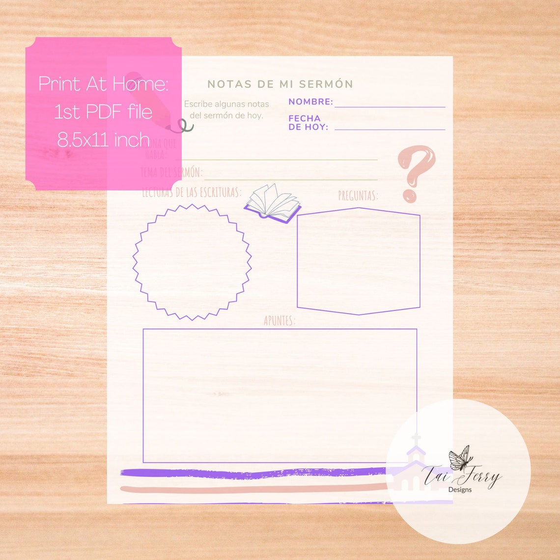 SPANISH Worship and Sermon Notes for Kids, Printable Sermon Notes ...