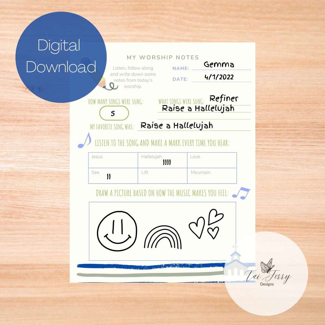 Worship Notes for Kids Printable, Printable Sermon Notes, Christian ...