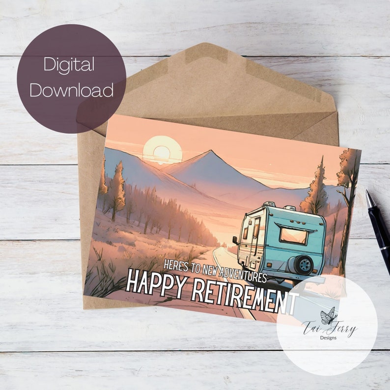 New Adventures, Retirement Card Printable, Instant Download 5x7 Inch ...