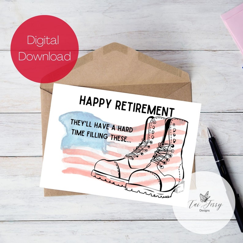 Military Retirement Card: Boots Printable (digital Download) - Etsy
