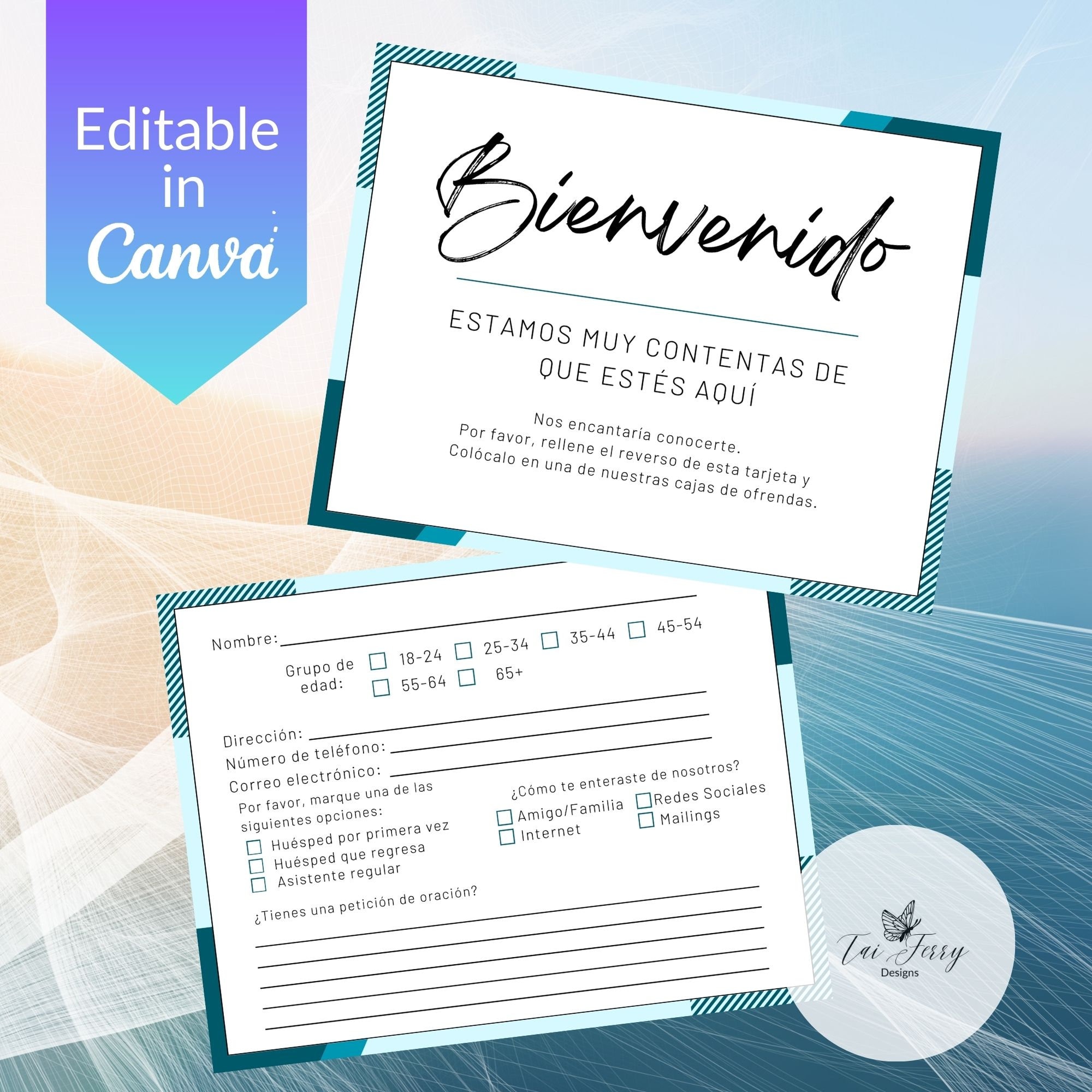 Editable Spanish Church Connection Card Template (canva) - Etsy