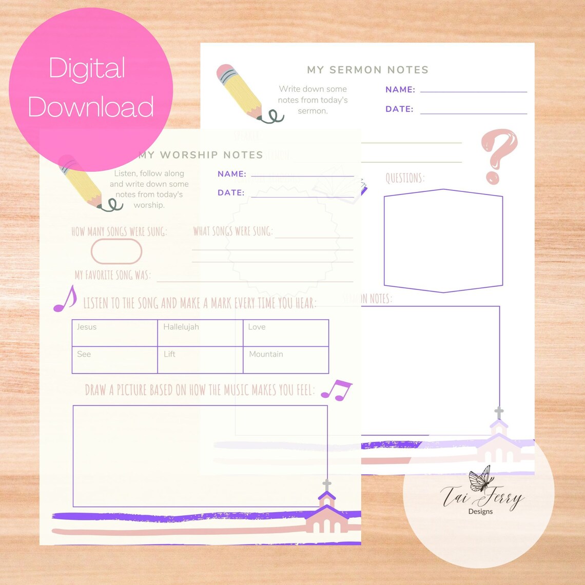 Worship and Sermon Notes for Kids, Printable Sermon Notes, Christian ...