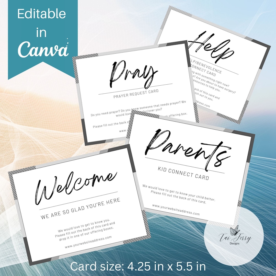Editable Church Branding Bundle, Editable Church Connection Card Bundle ...