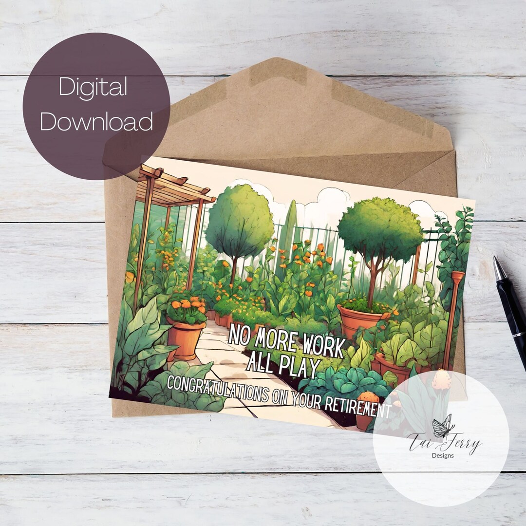 No More Work All Play Retirement Card Printable Instant - Etsy