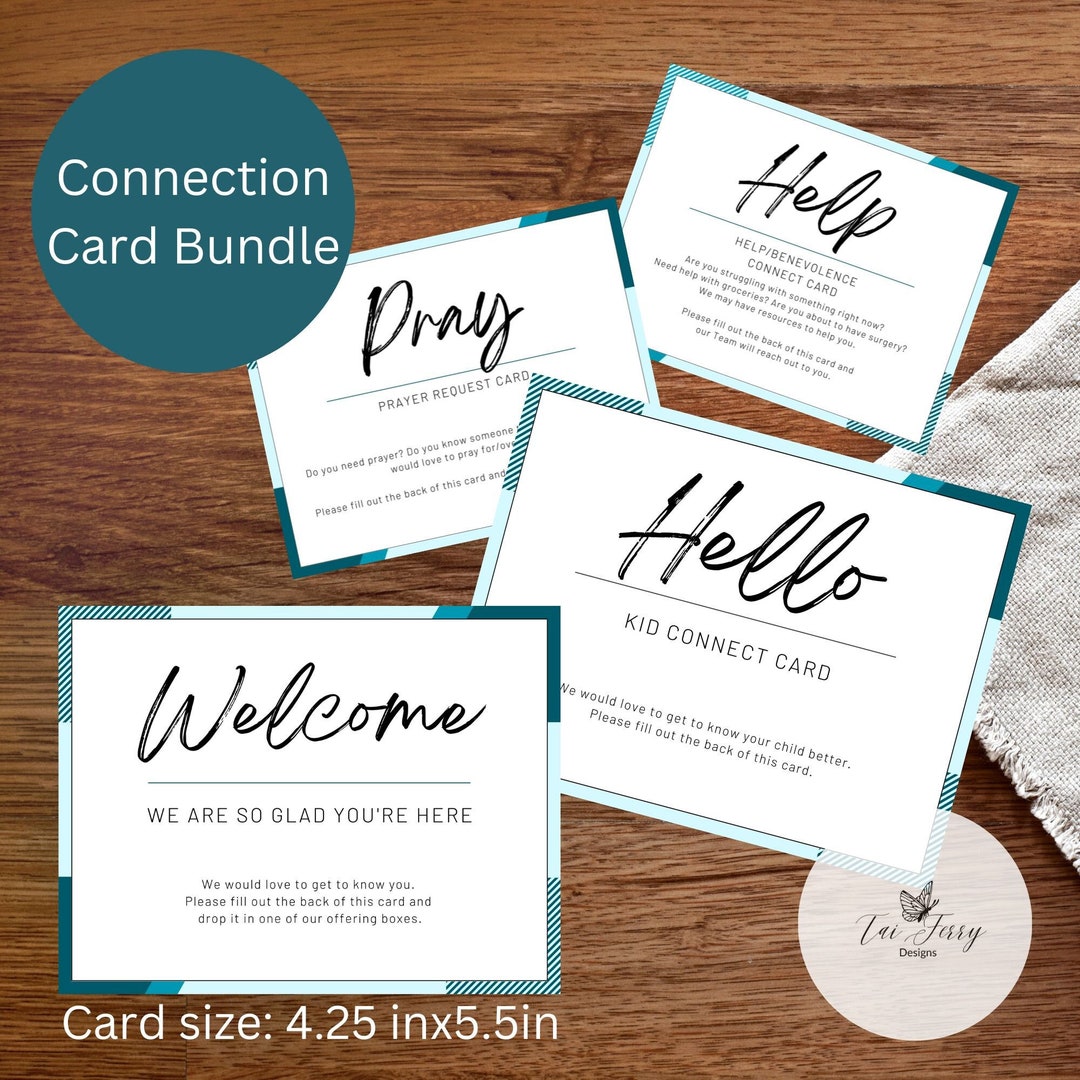 Basic Church Connection Card Bundle, Instant Download, 4.25 Inch X 5.5 ...