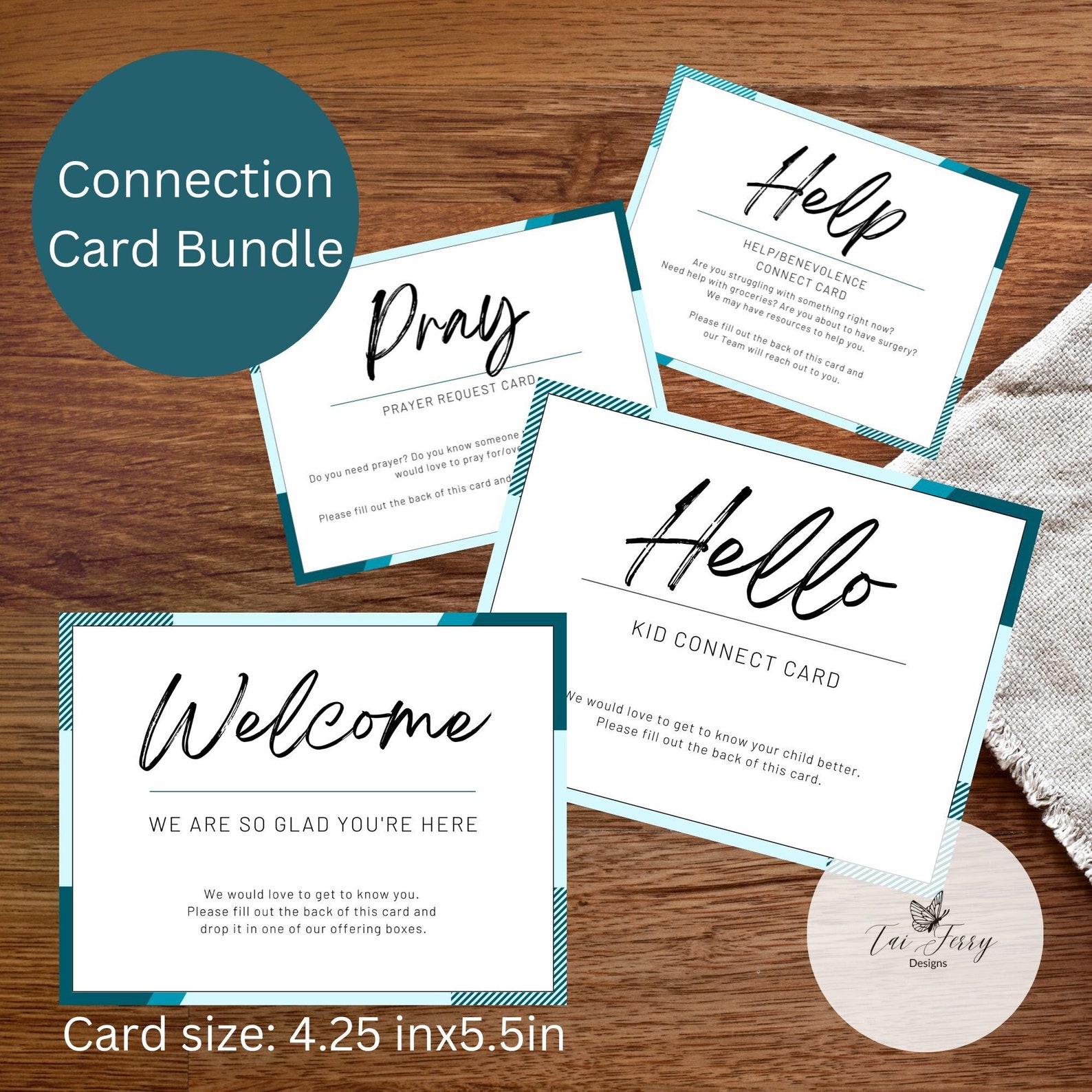 Basic Church Connection Card Bundle, Instant Download, 4.25 Inch X 5.5 ...