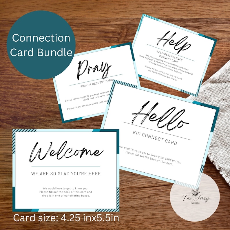 Basic Church Connection Card Bundle, Instant Download, 4.25 Inch X 5.5 ...