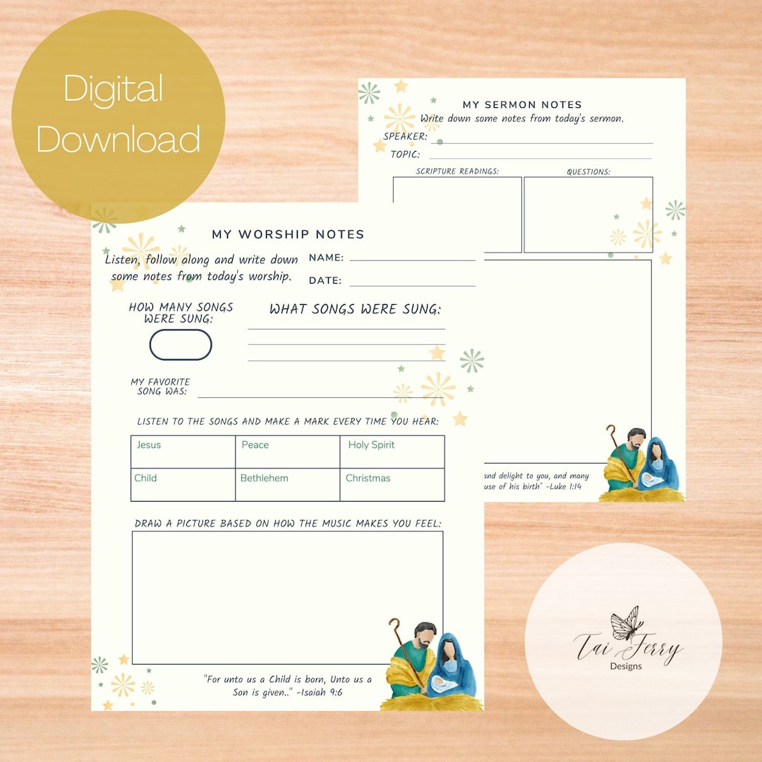 Christmas Worship/sermon Notes for Kids, Sermon Notes, Christian ...