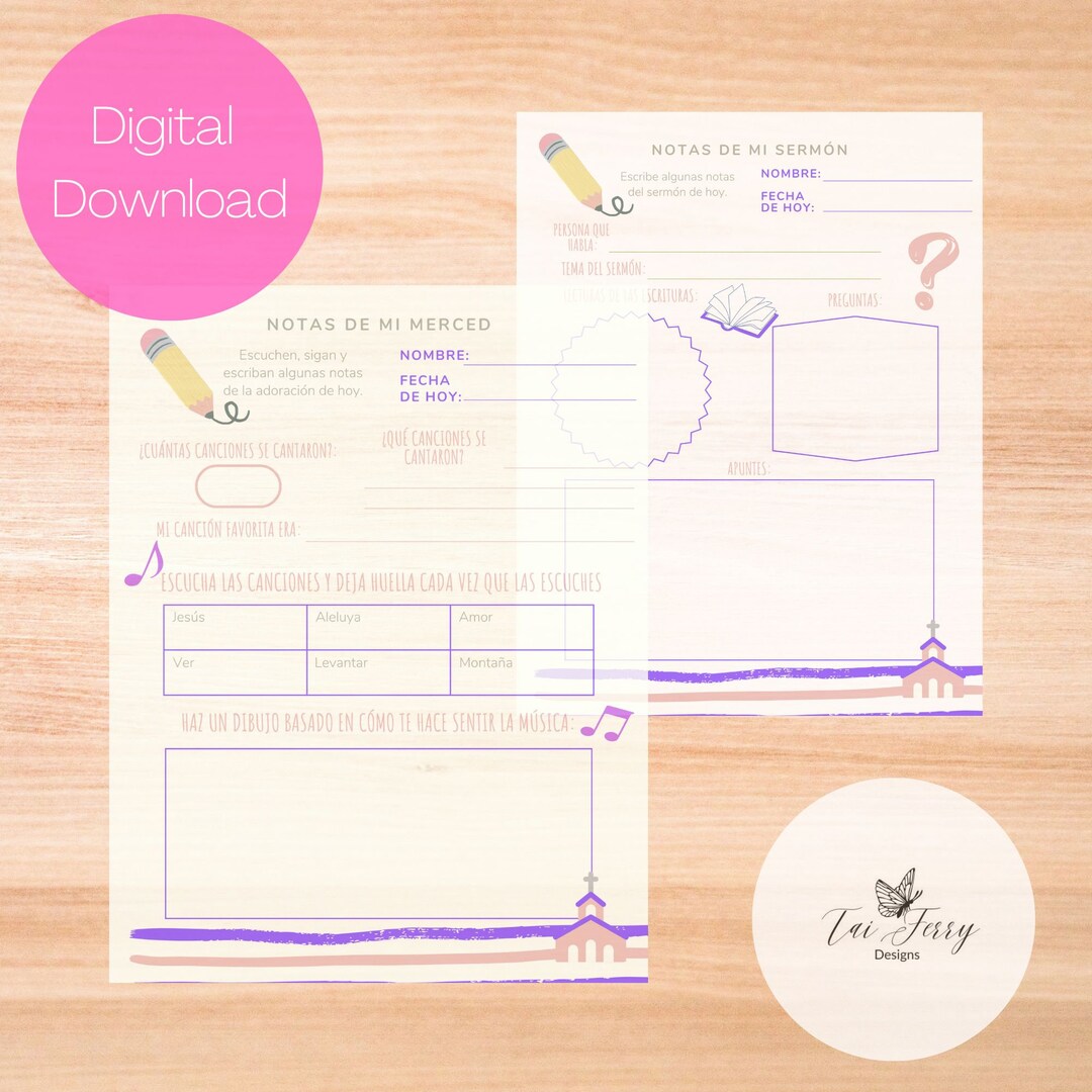 SPANISH Worship and Sermon Notes for Kids, Printable Sermon Notes ...