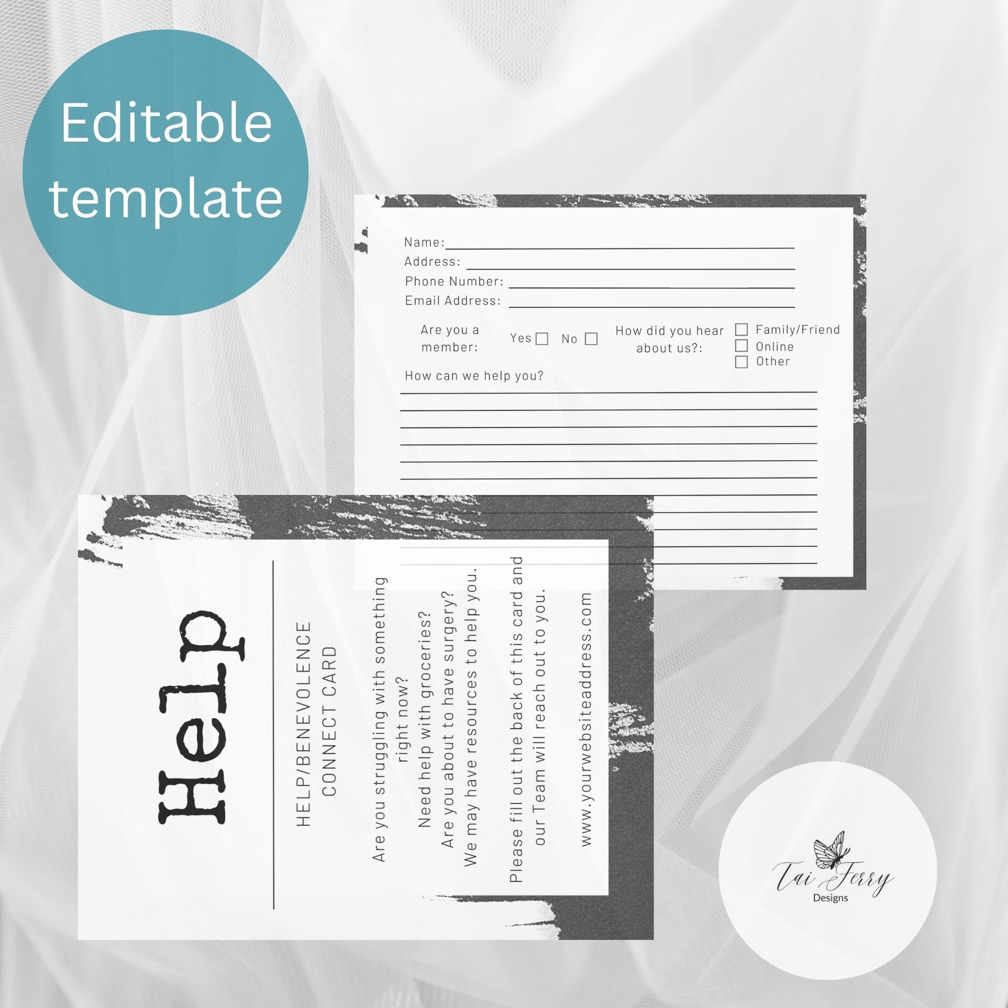 Modern Editable Church Connection Card Bundle With Giving Envelope ...