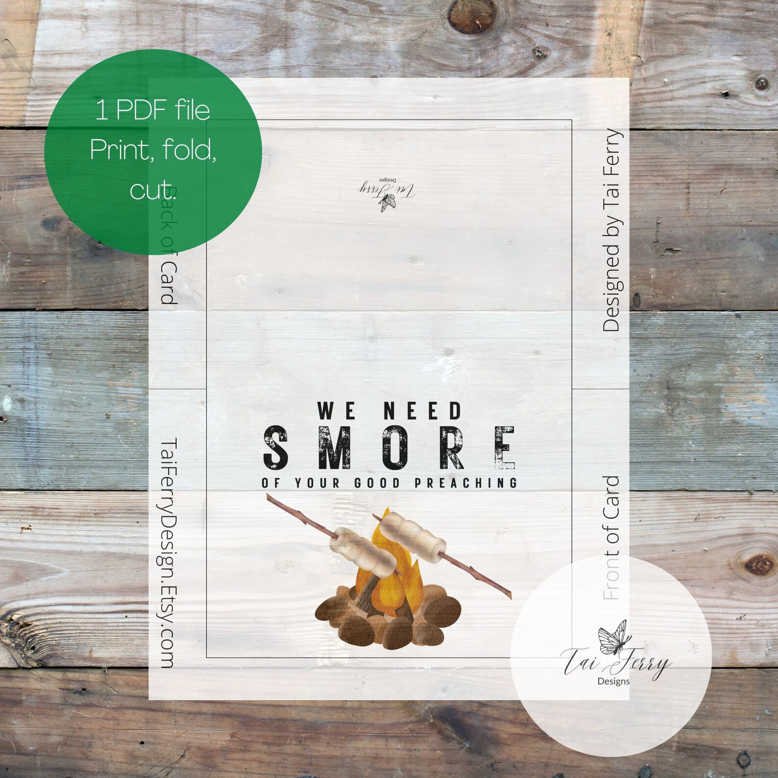 Pastor Appreciation Card: Camping S'more Design (digital Download) - Etsy