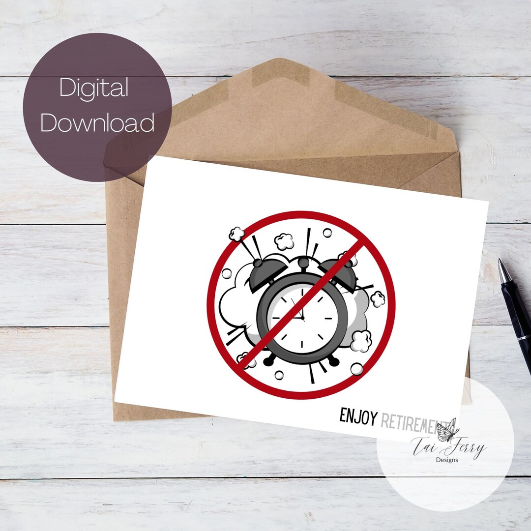 No More Alarm Clocks Retirement Card Printable Instant - Etsy