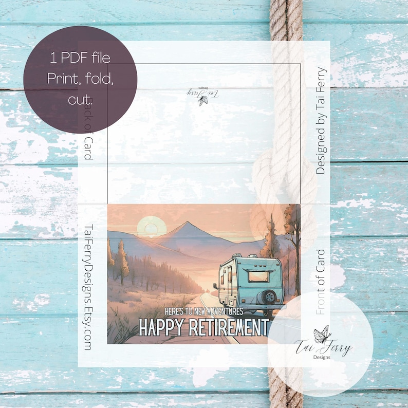 New Adventures, Retirement Card Printable, Instant Download 5x7 Inch ...