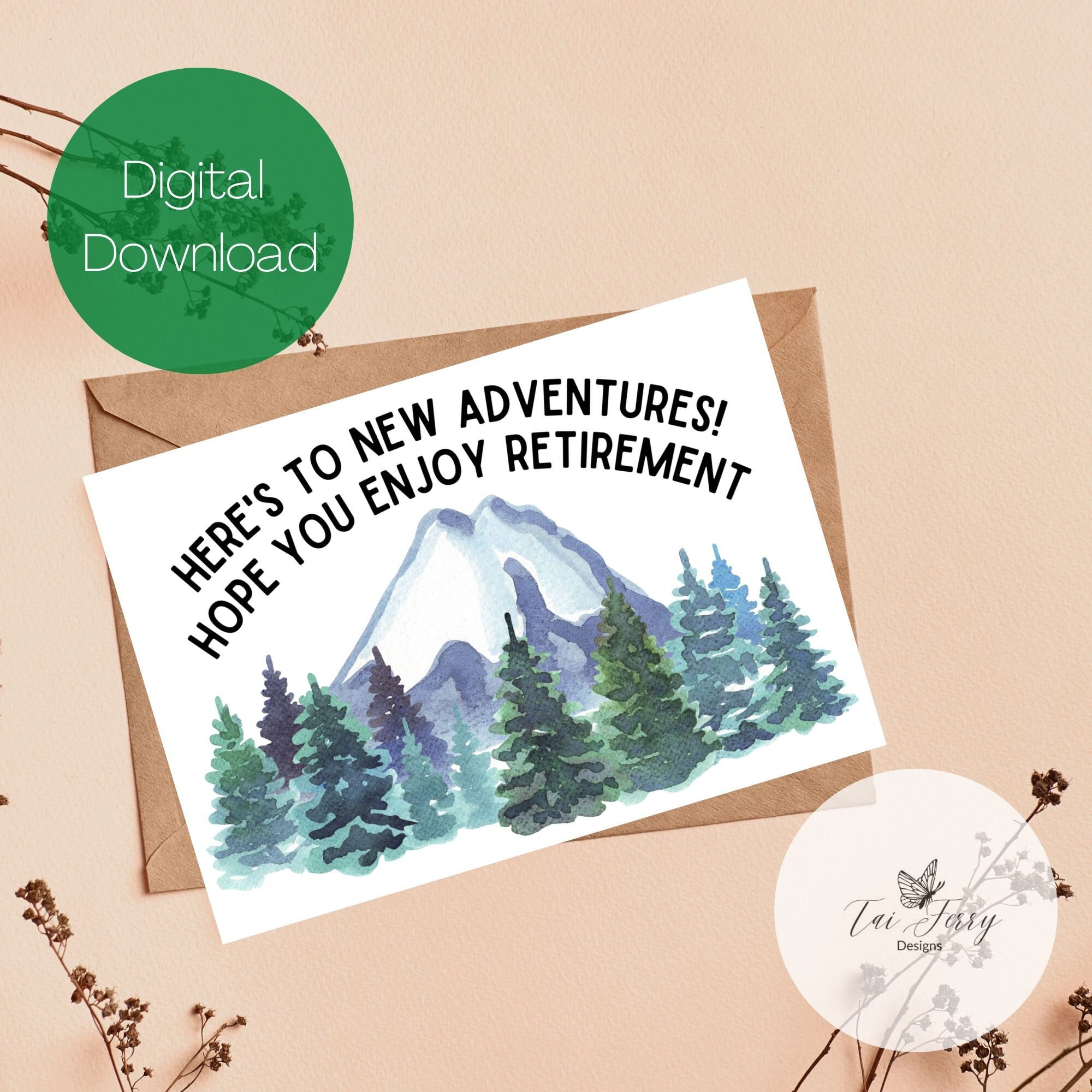 New Adventures Retirement Card Printable Instant Download 5x7 - Etsy