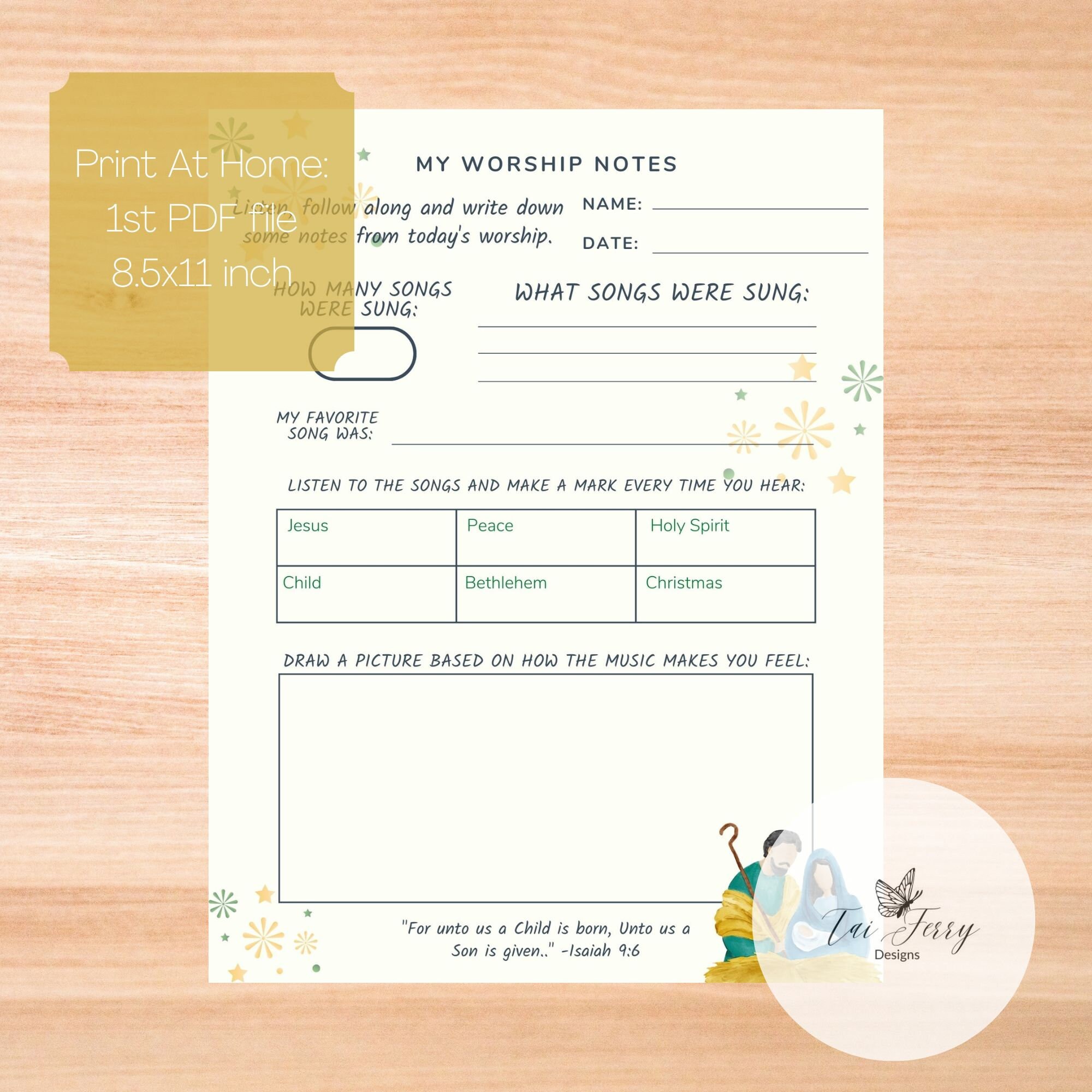 Christmas Worship/sermon Notes for Kids, Sermon Notes, Christian ...