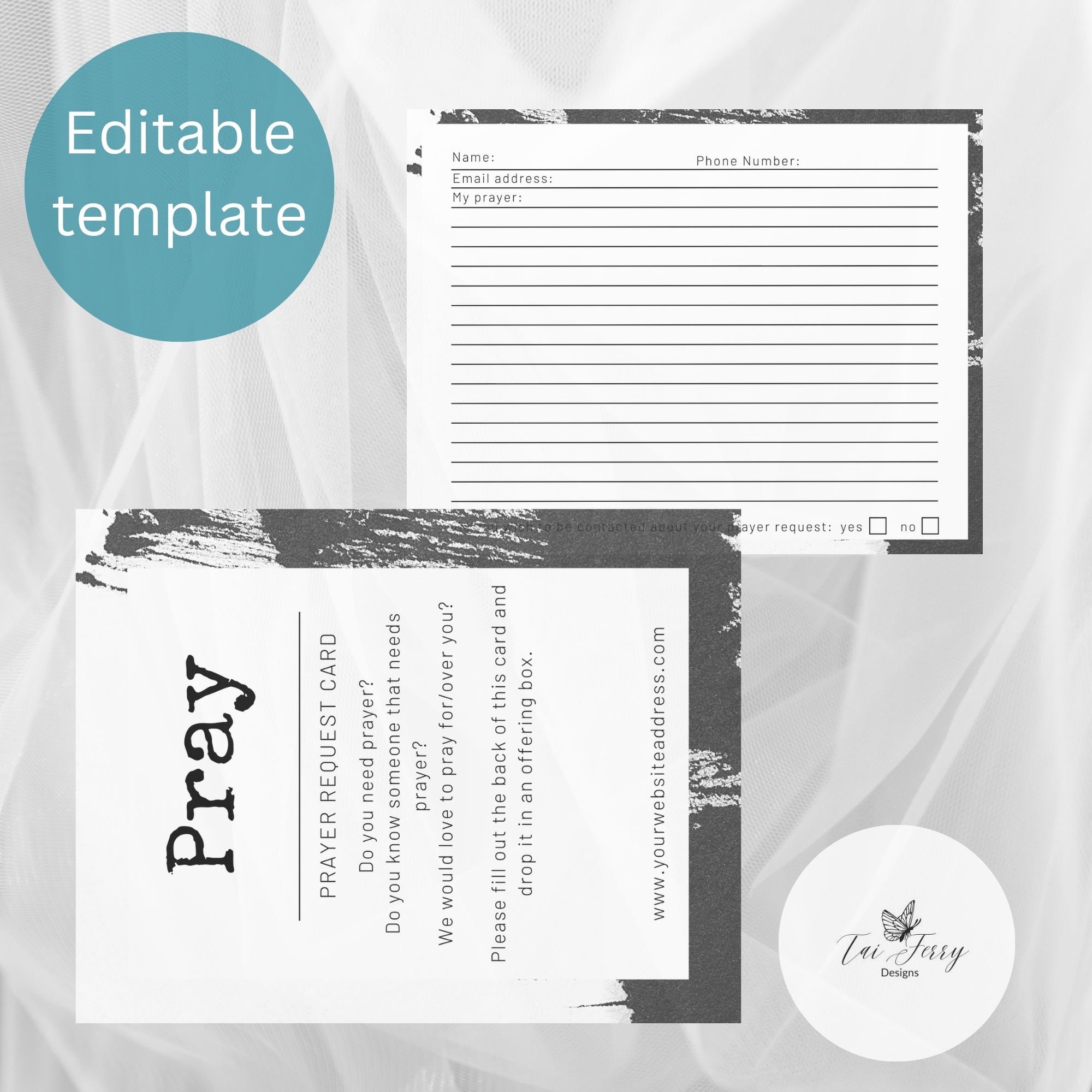 Modern Editable Church Connection Card Bundle With Giving Envelope ...
