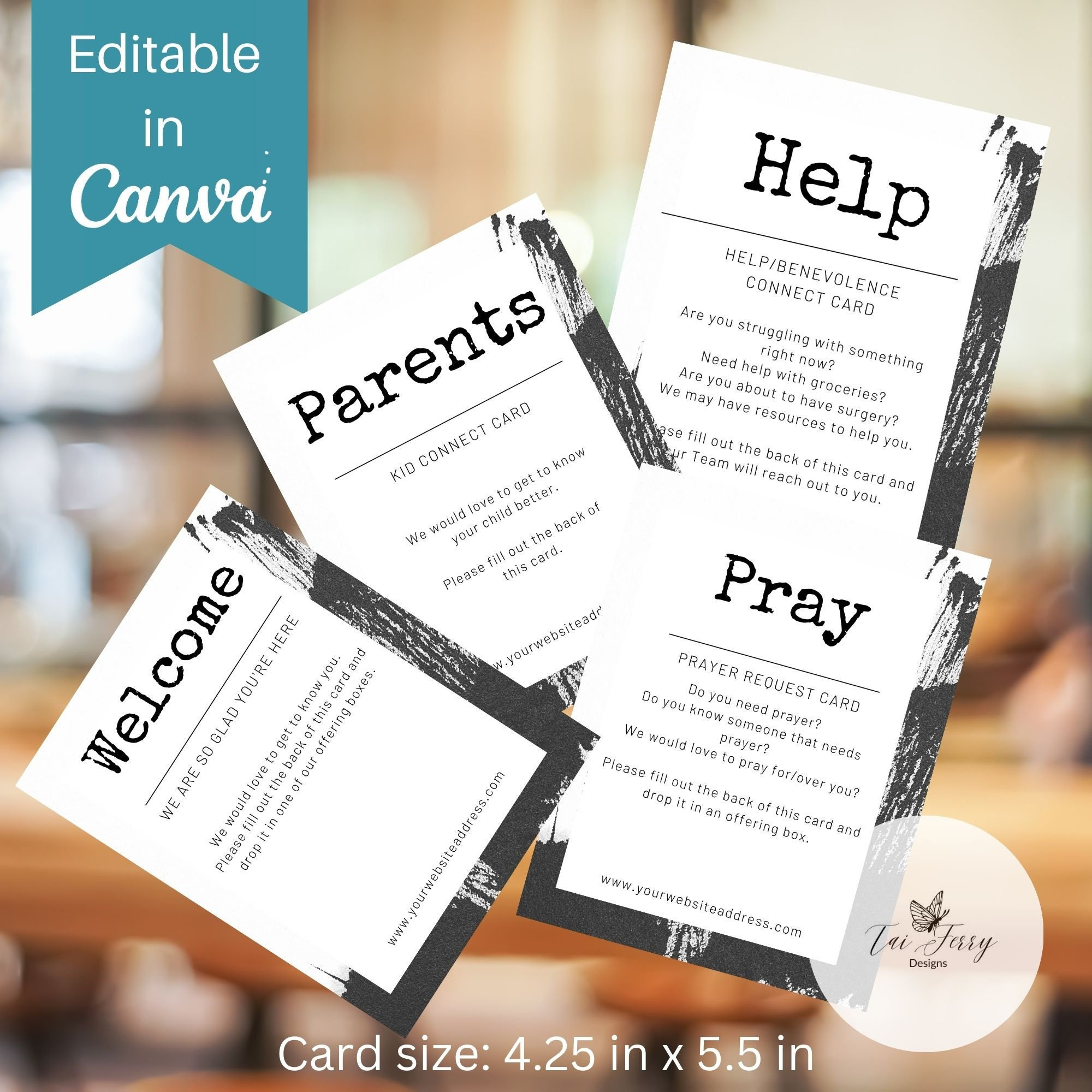 Modern Editable Church Connection Card Bundle With Giving Envelope ...