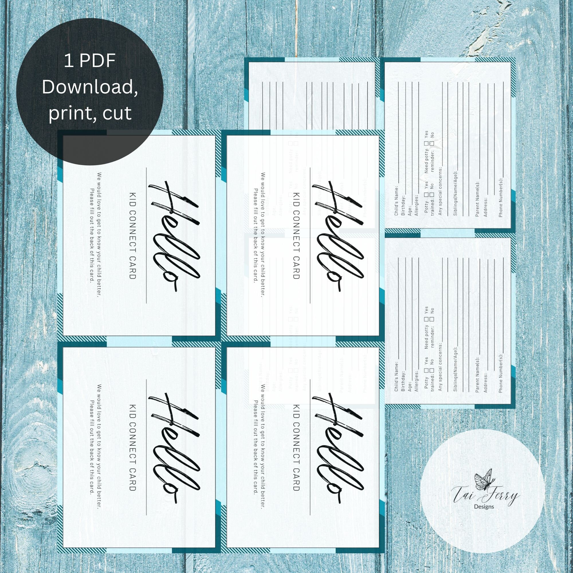Basic Church Connection Card Bundle, Instant Download, 4.25 Inch X 5.5 ...