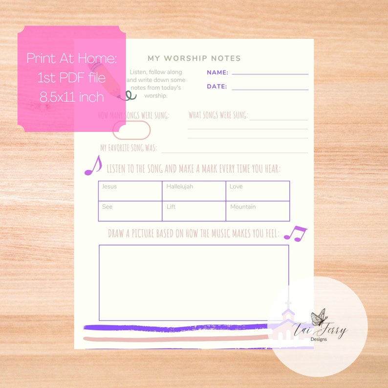 Worship and Sermon Notes for Kids, Printable Sermon Notes, Christian ...