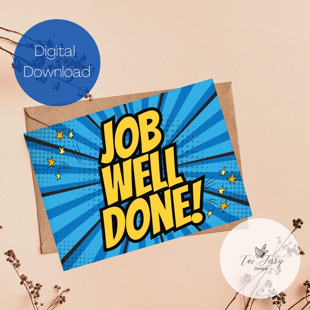 Job Well Done Card: Encouragement for Coworker (digital Download, PDF ...