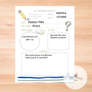 Worship and Sermon Notes for Kids, Printable Sermon Notes, Christian ...