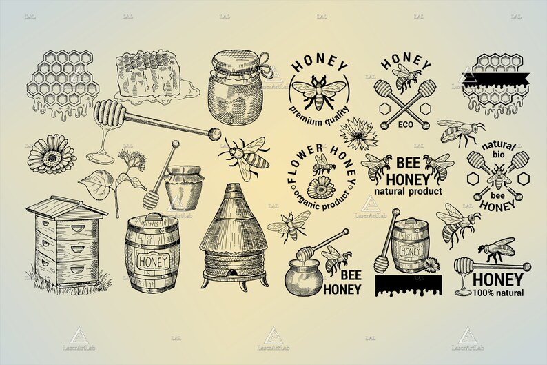 Miel de abeja vector cdr ai svg dwg dfx pdf - Etsy México