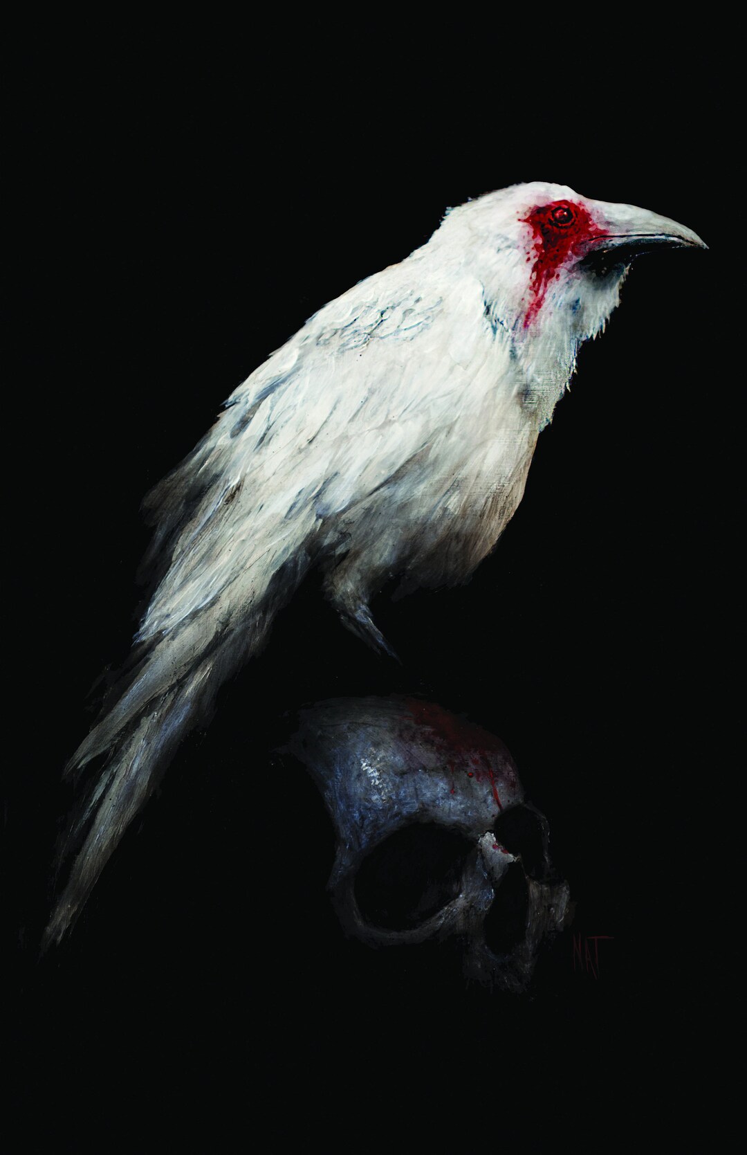 White Raven, Art Print, 12 by 18, Nat Jones, Raven, Raven Print, Raven ...