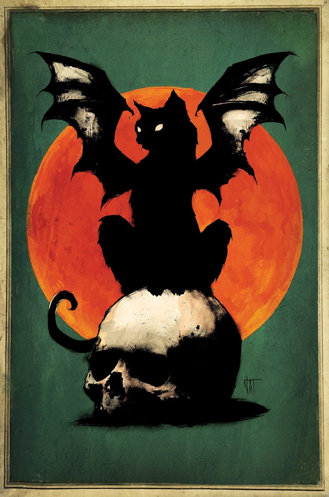 Vintage Mina, Art Print, 6 por 9, Nat Jones, estilo vintage, gato ...