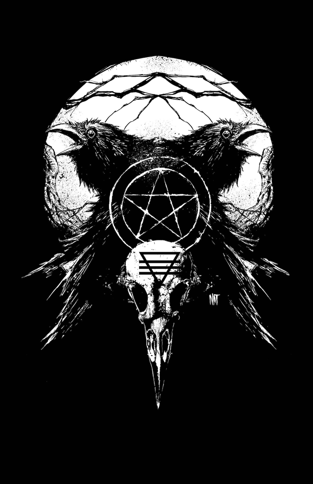 Birds, Art Print, 6 by 9, Occult, Ravens, Raven, Crow, Crows, Odin's ...