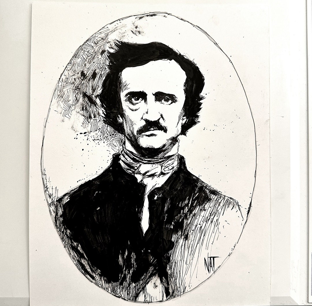 Original Poe by Nat Jones, the Raven, Original Art, Illustration, Edgar ...