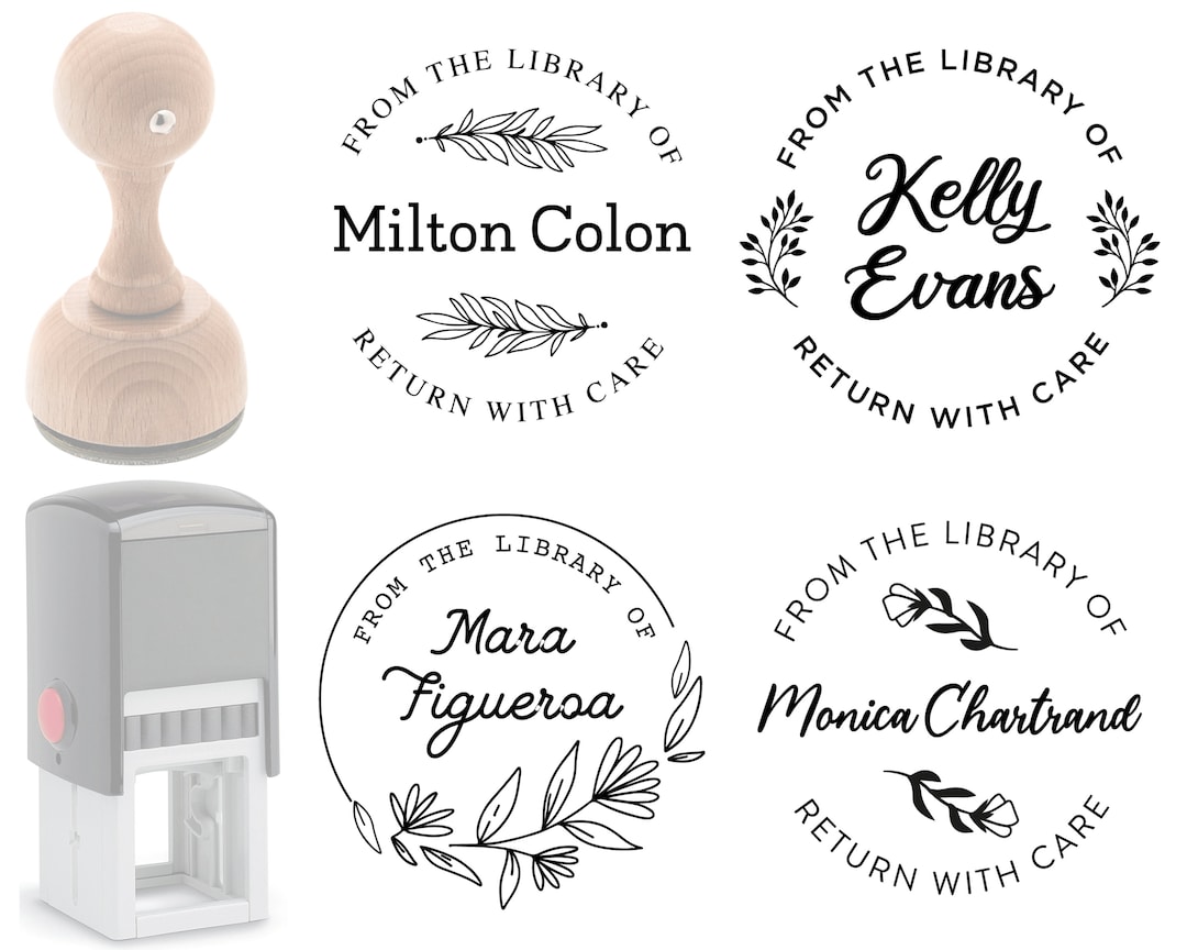 Custom 'from the Library Of' Book Stamp: Floral Personalized Stamp - Etsy
