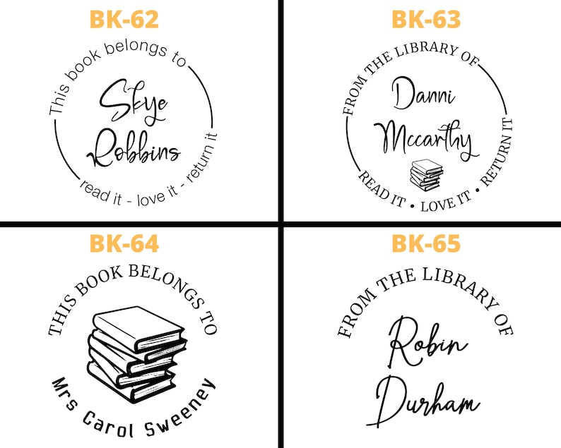 Self Inking Custom Library Stamp Personalized Book Stamp | Etsy