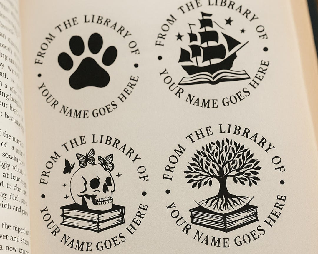Personalized Library Stamp: Custom Book Embosser, Self-inking or Wood ...