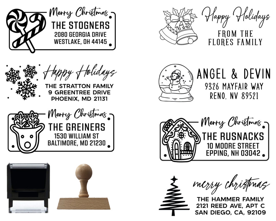Christmas Address Stamp - Holiday Address Stamp Gift - Merry Christmas ...