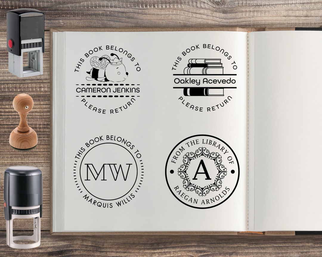 Personalized Library Book Stamp: Custom Ex Libris, Self Inking or Wood ...