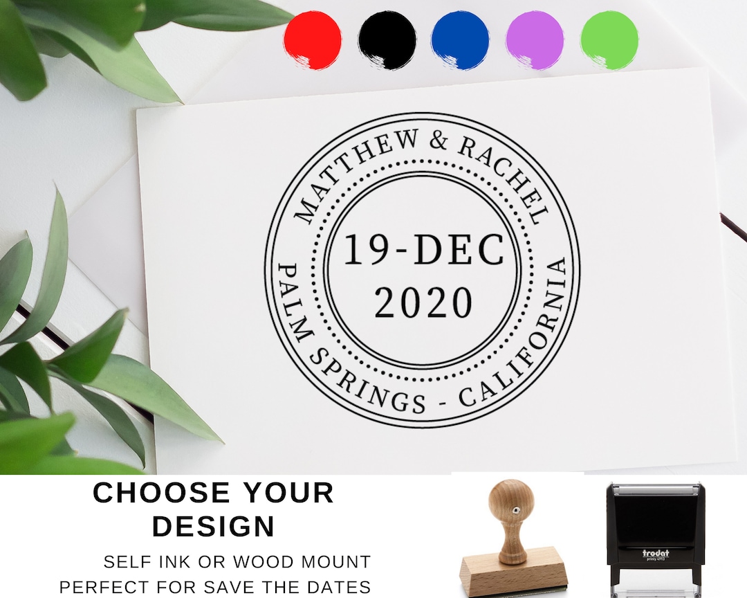 Custom Round Date Wedding Stamp: Self-inking or Wood Handle - Etsy