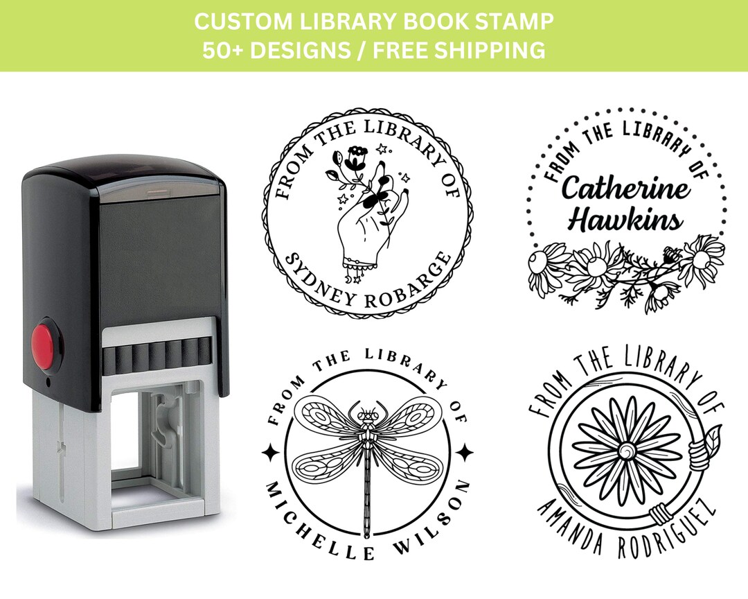 Custom Floral Book Stamp, Personalized Library Stamp, Teacher Gift - Etsy