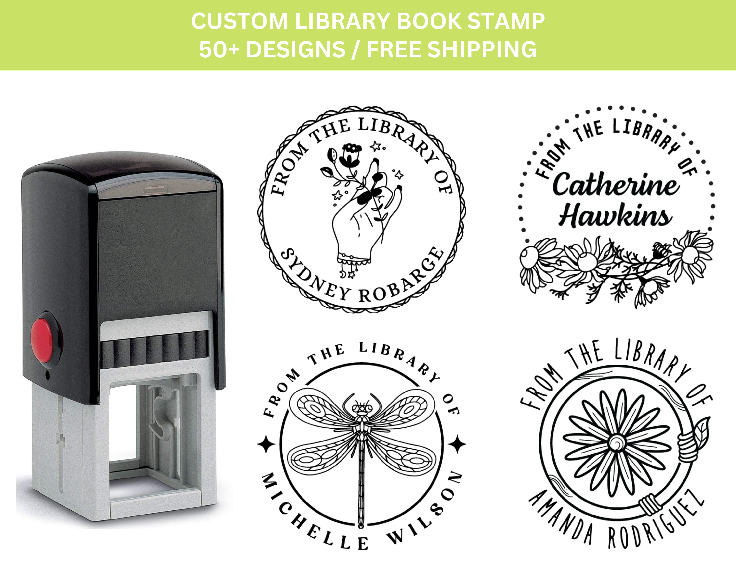 Custom Floral Book Stamp, Personalized Library Stamp, Teacher Gift - Etsy
