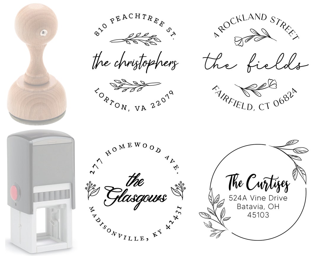 Personalized Return Address Stamp Floral Stamp Couples Stamp Custom ...
