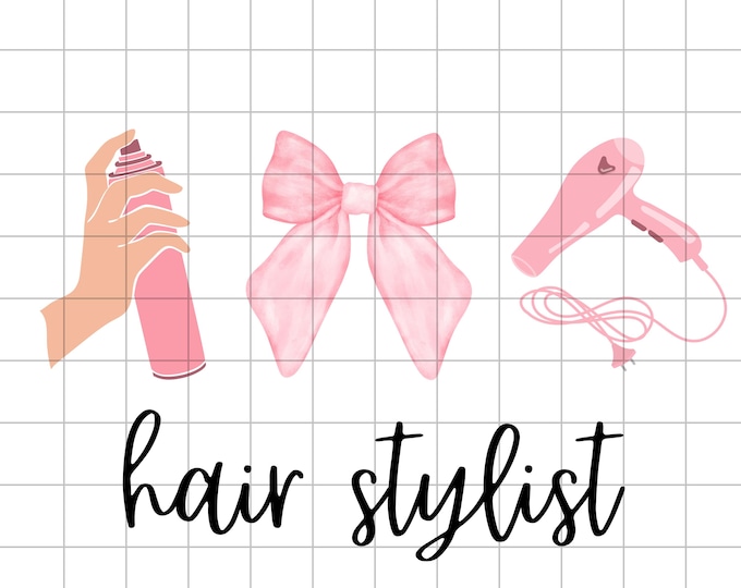 Hair Stylist PNG, Hair Stylist Sublimation Design, Coquette Png, Pink ...