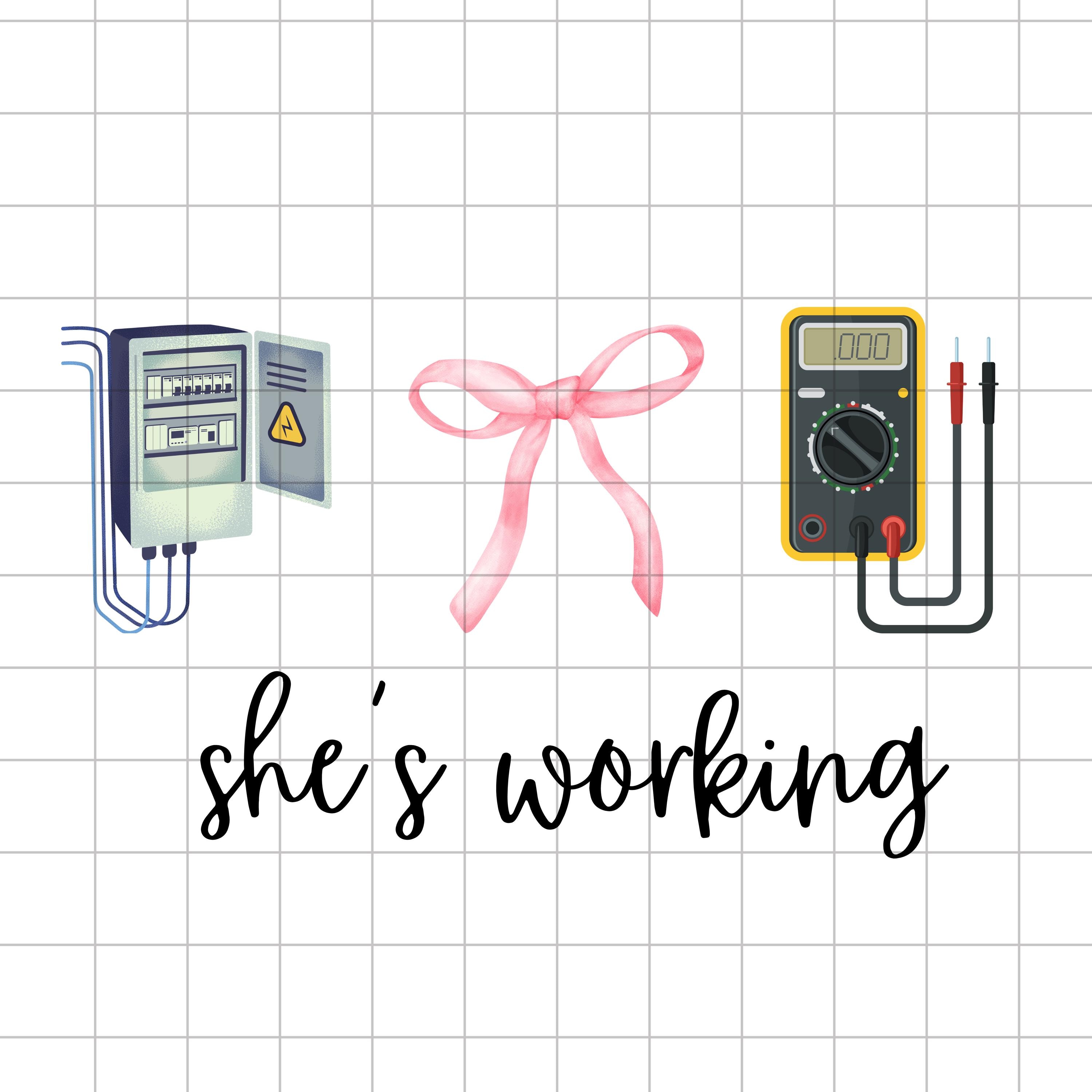 She's Working PNG, Electrical Worker PNG File, Electrician Sublimation ...