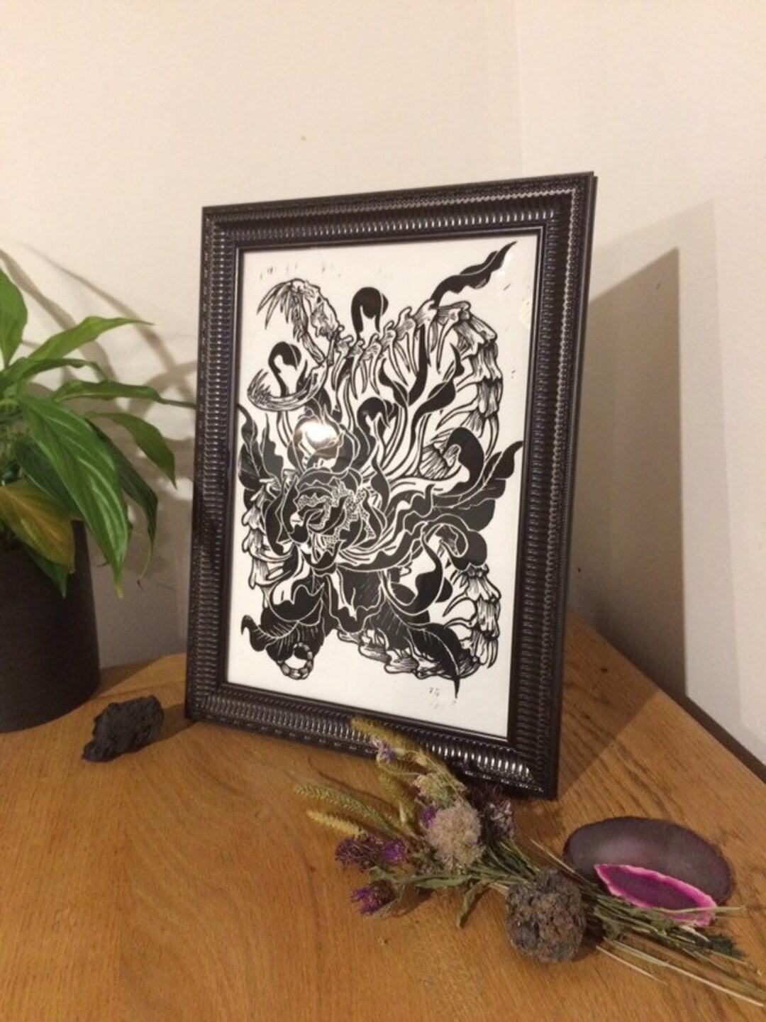 Linocut Skeleton A4 L Death L Black Hand Printed Ink on - Etsy