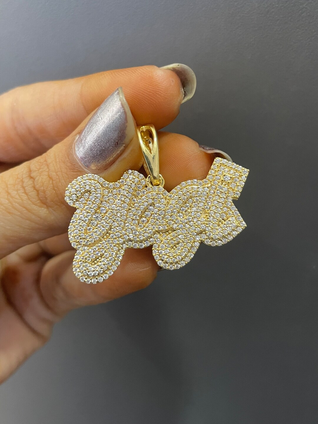 Custom Iced Out Name Pendant 925 Sterling Silver Moissanite Diamond ...