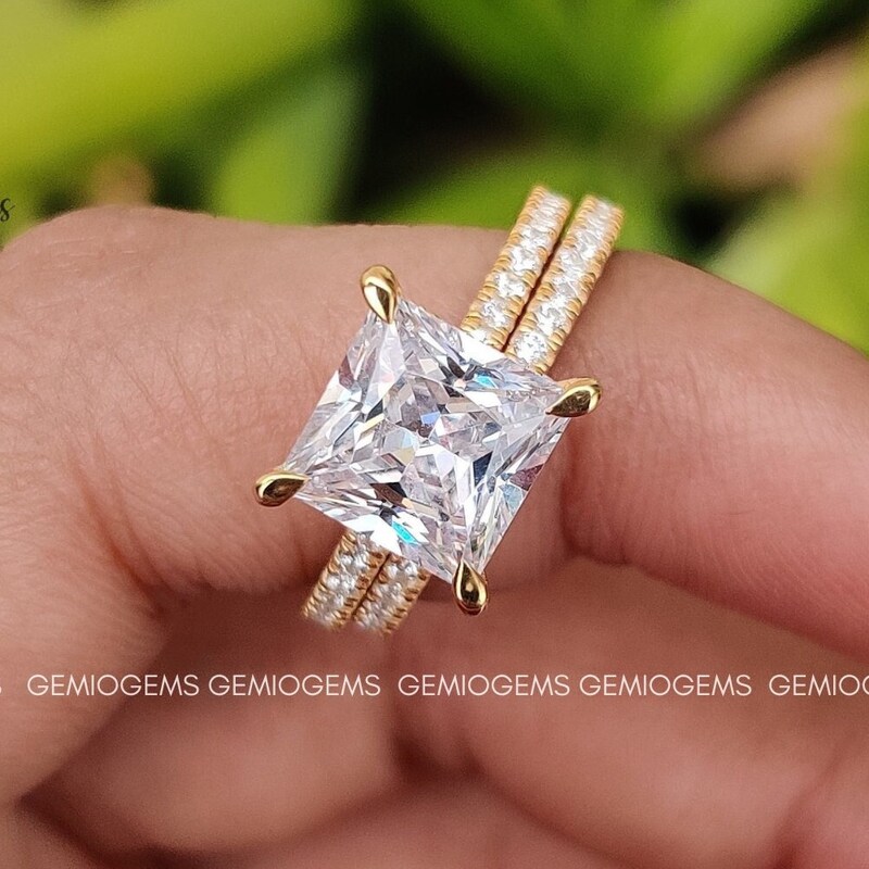 Princess Cut Wedding Ring Set - Etsy