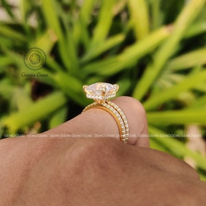 2 CT Princess Cut Moissanite Diamond Engagement Ring Set - Etsy