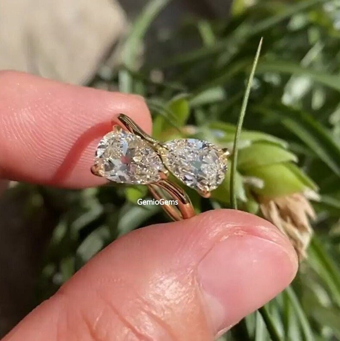 Toi Et Moi Ring Two Stone Engagement Ring Double Pear Shaped - Etsy