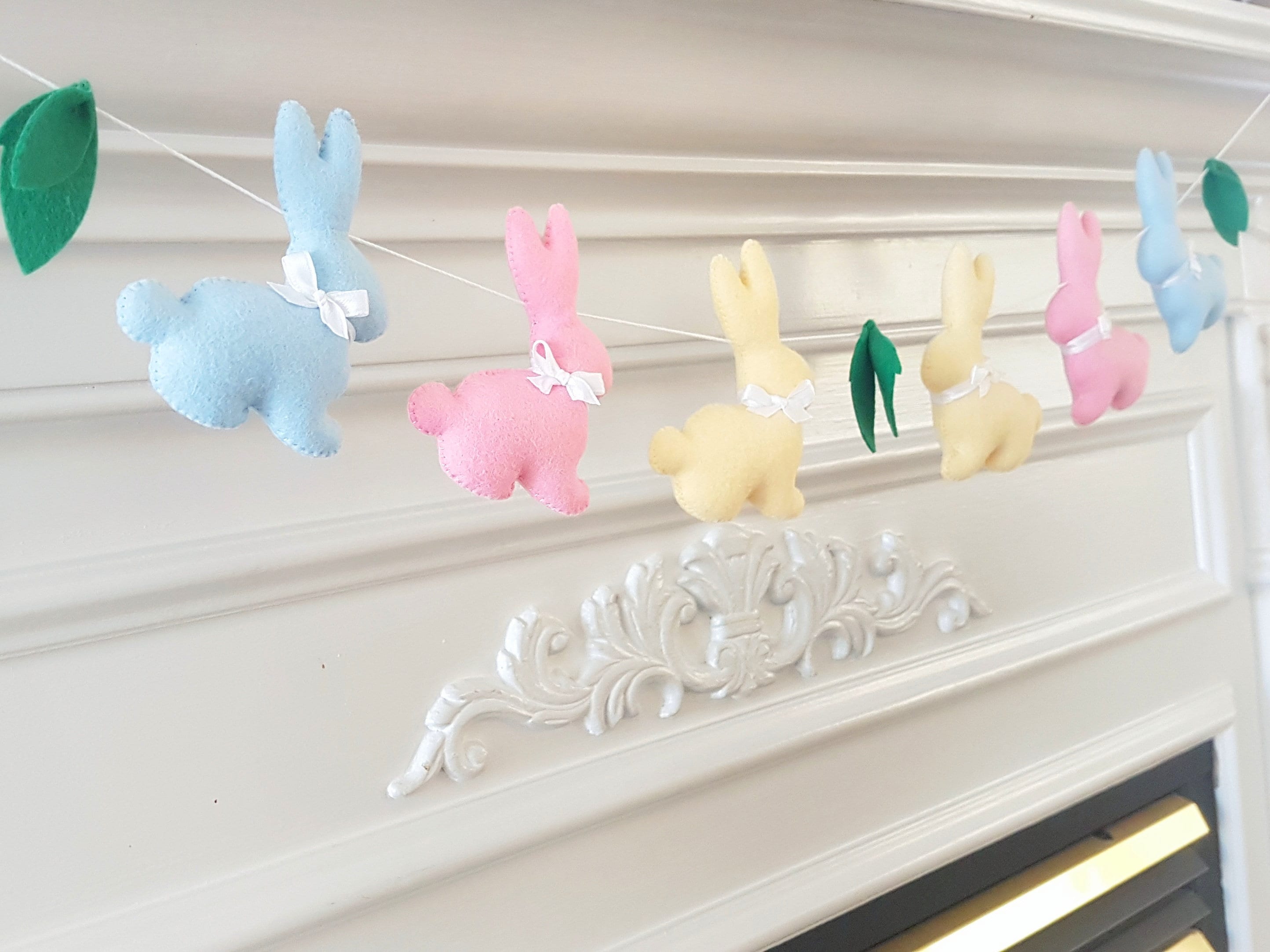 Felt Easter Garland Bunny Garland Easter Mantel Decor | Etsy