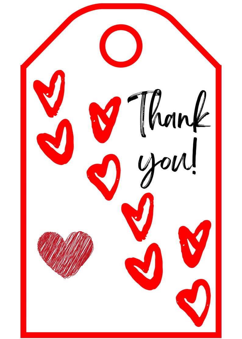 Valentine's Printable Thank You Tags - Etsy
